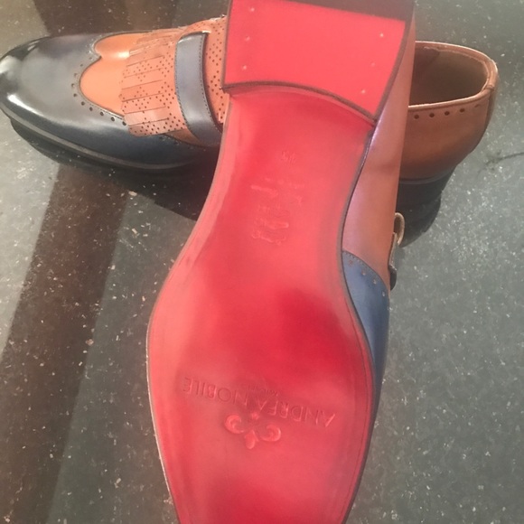 Shoes | Brown And Blue Wingtip Slip On With Fringed Buckle | Poshmark